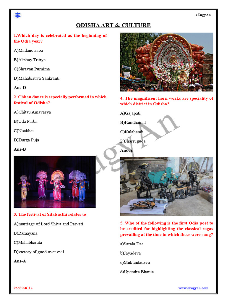 Odisha Art and Culture Quiz Answers | PDF | Hindu Worship