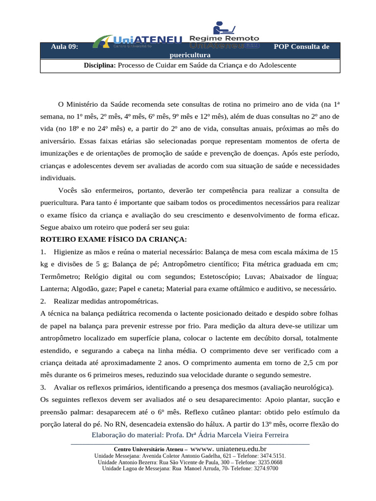 Aula 09 - SAI - POP Puericultura | PDF