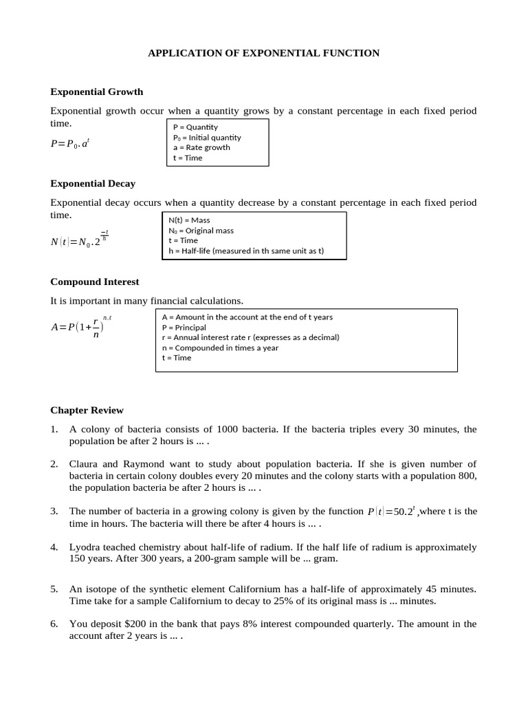 Application Of Exponential Function Pdf