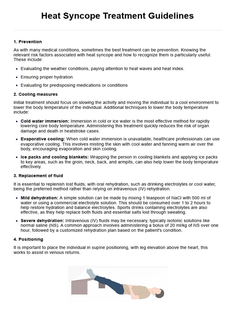 Heat Syncope Treatment and Prevention Guide | PDF | Dehydration ...