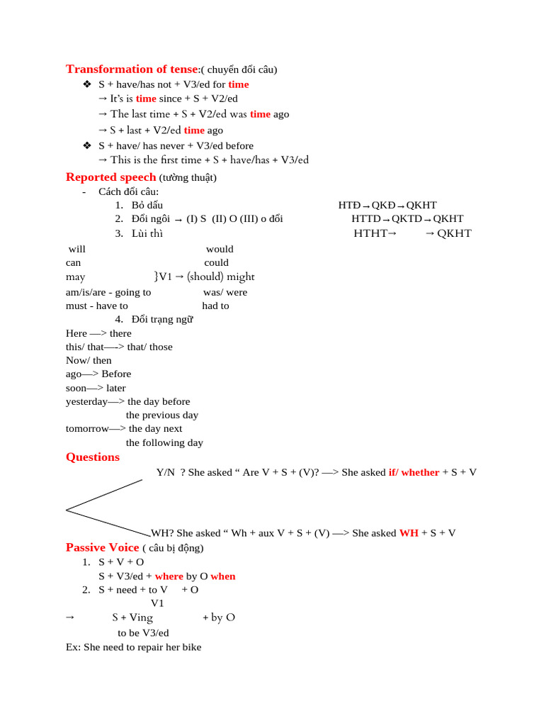 Grammar Tense Transformation Guide | PDF | Grammar | Syntactic ...