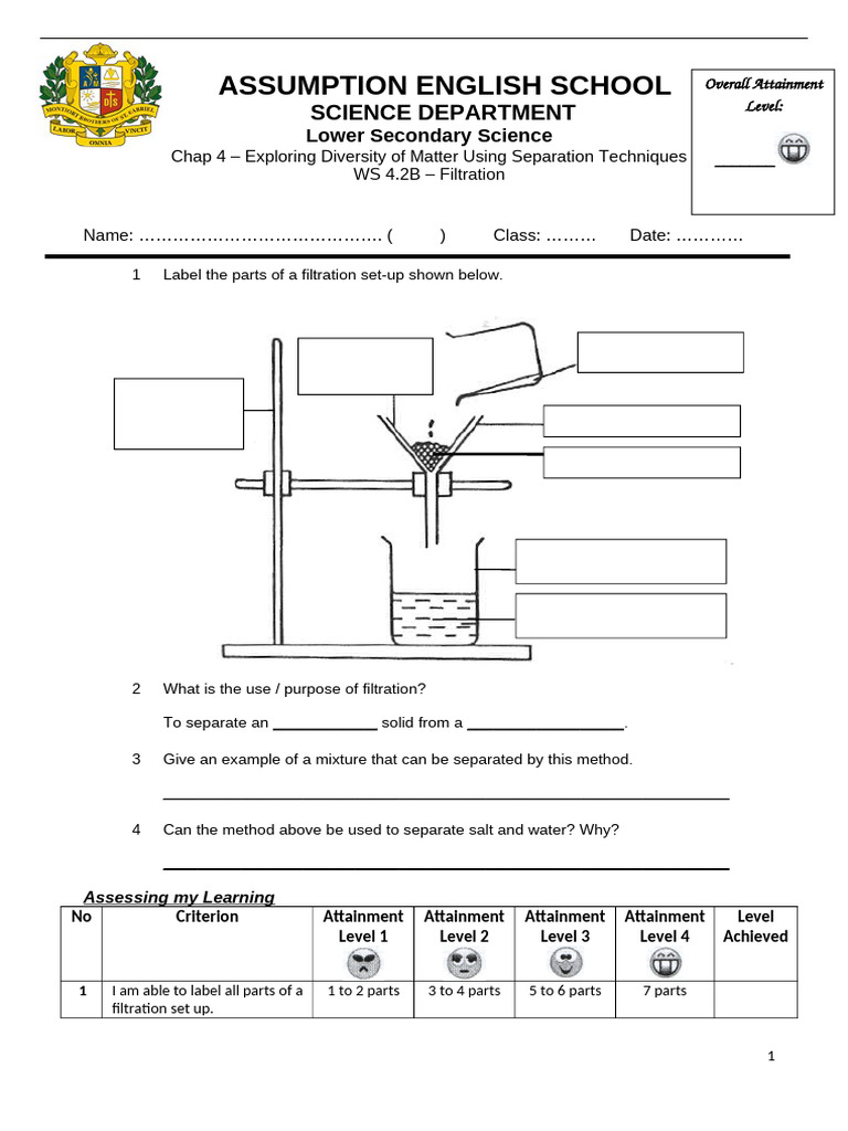 AES Lower Sec Science Filtration Notes | PDF