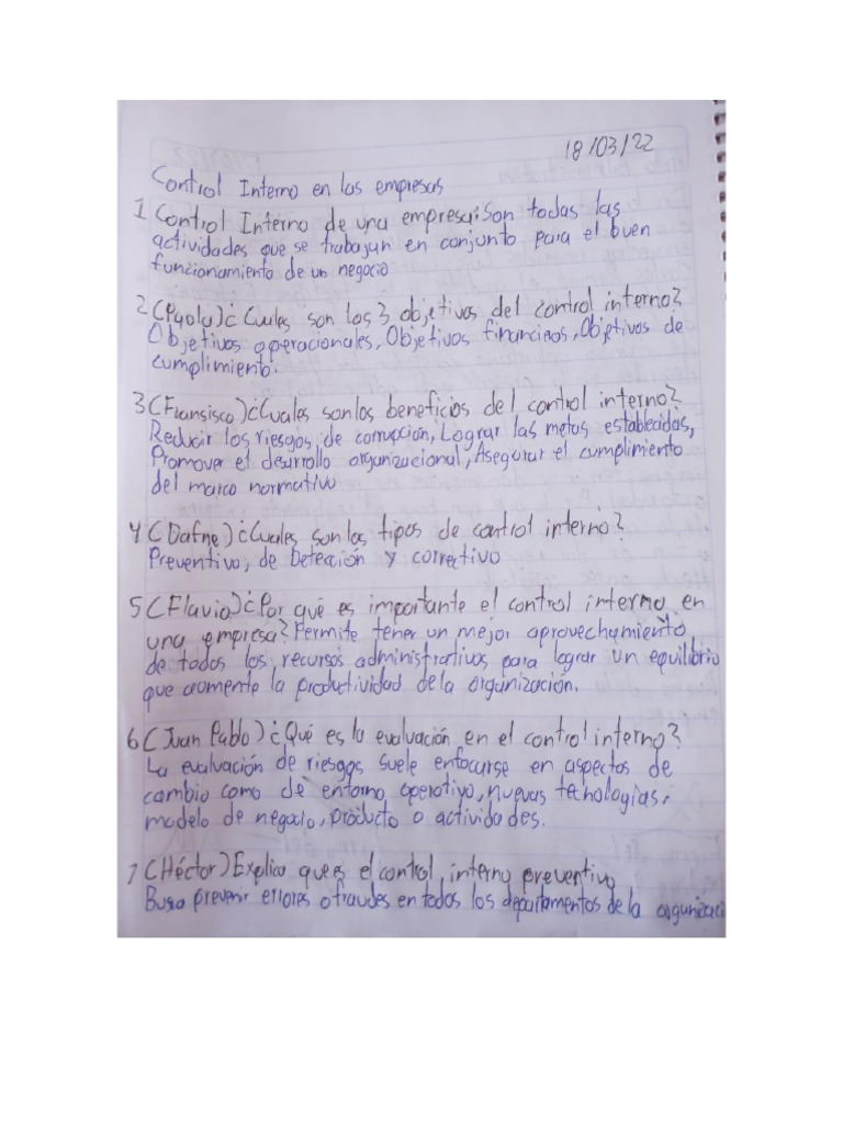 Cuestionario Contron Interno | PDF