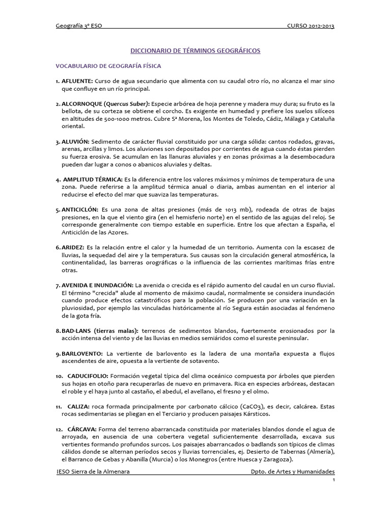 Diccionario de Términos Geográficos | PDF | Agricultura | glaciar