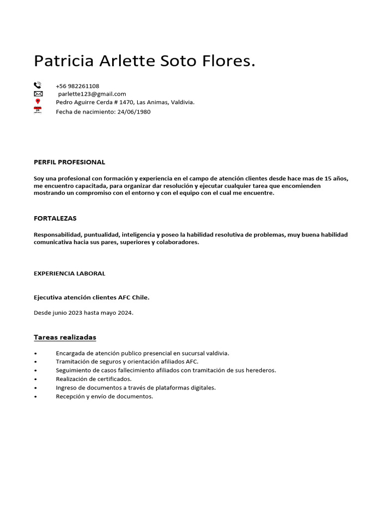 Curriculum Vitae Patricia Soto Actualizado | PDF