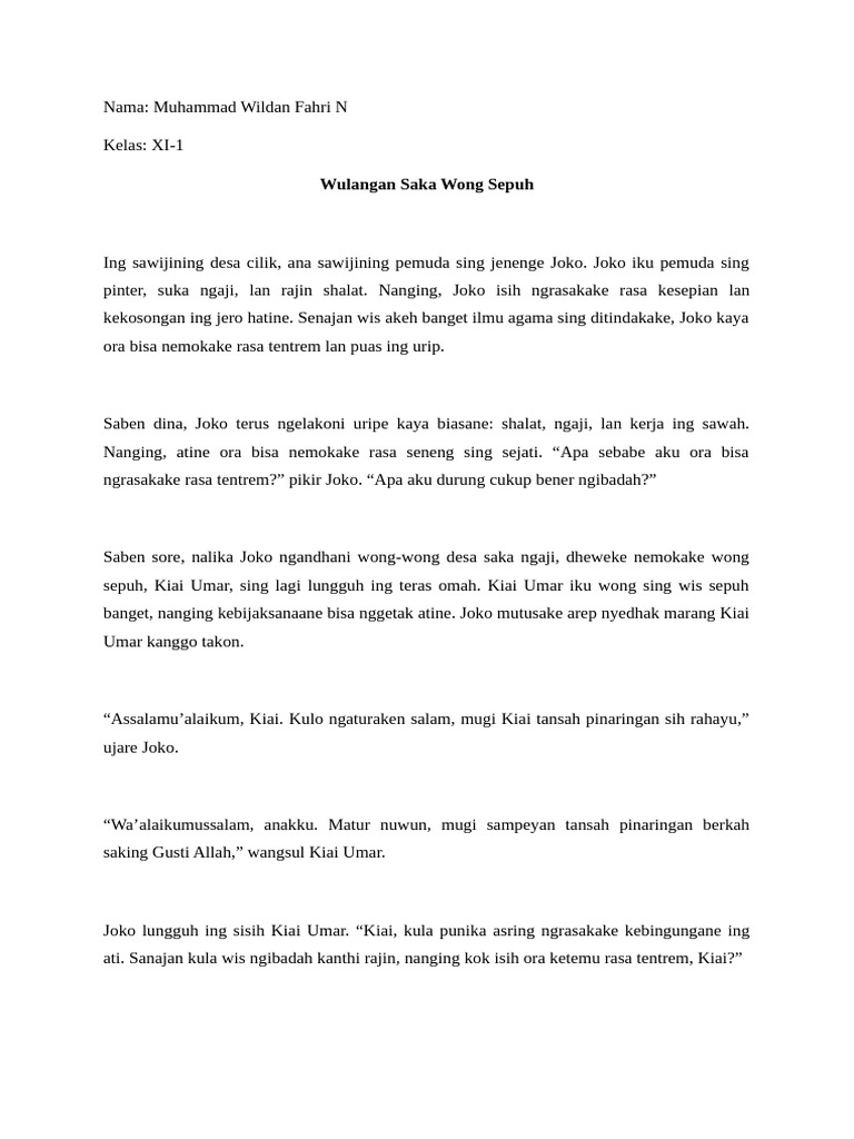 Cerpen Bhs Jawa Fahri | PDF