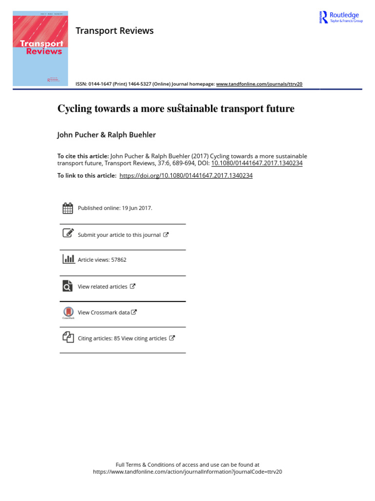 Cycling Towards A More Sustainable Transport Future Pdf Cycling