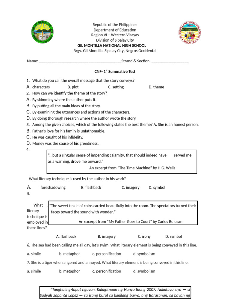 Creative Non Fiction. First Summative | PDF | Rhetorical Techniques ...