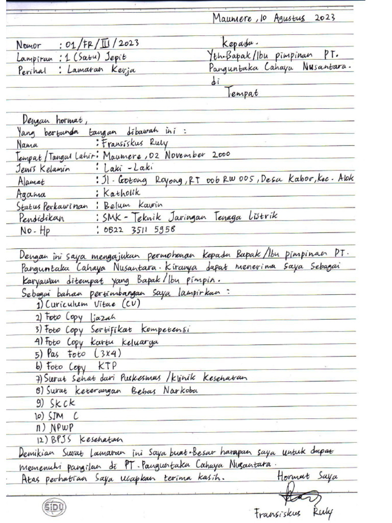 BERKAS FRANSISKUS RULY | PDF