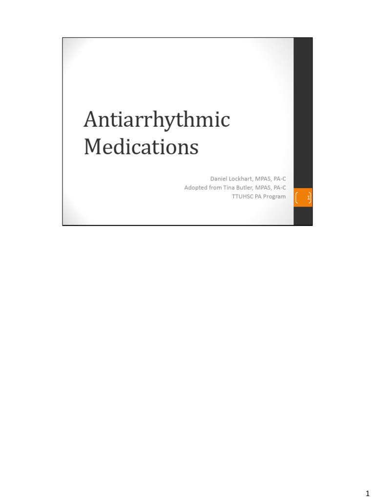 Overview of Antiarrhythmic Medications | PDF | Action Potential | Heart
