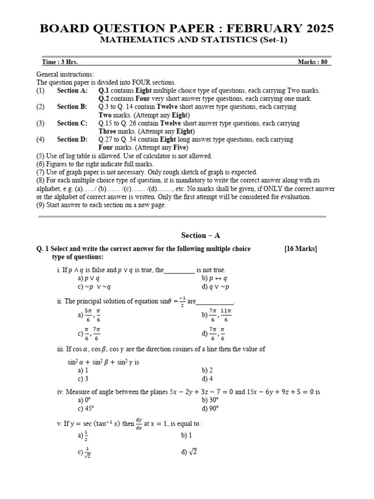 Imp Question Paper Set-1 | PDF | Triangle | Mathematical Analysis