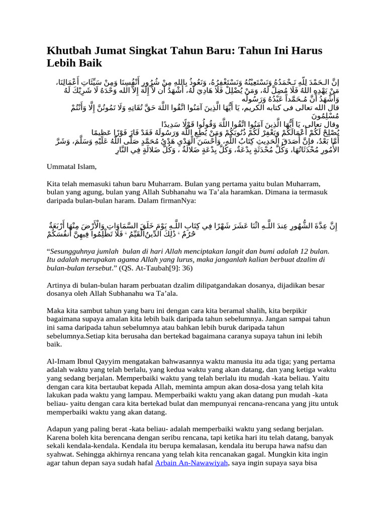 Khutbah Jumat Tahun Baru | PDF