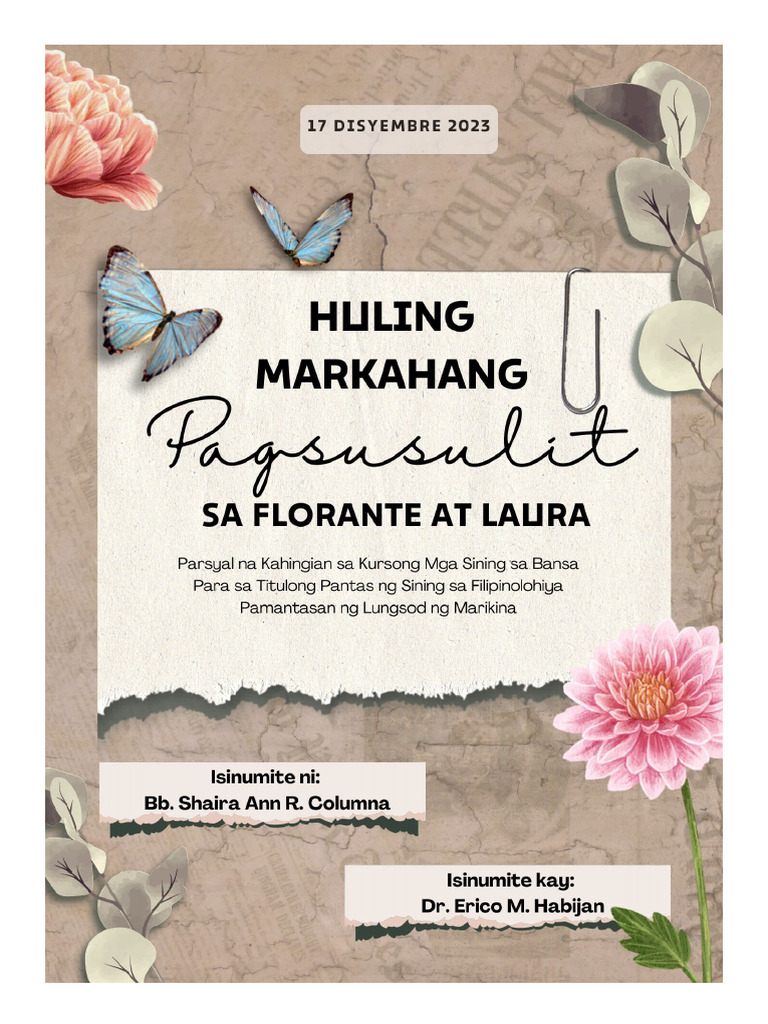 Columna_indibidwal Na Gawain 8_huling Markahang Pagsusulit Sa Florante at Laura | PDF