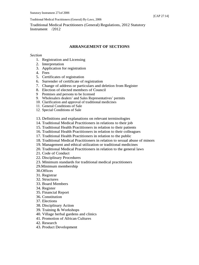 Statutory Instrument | PDF | Medicine | Traditional Medicine