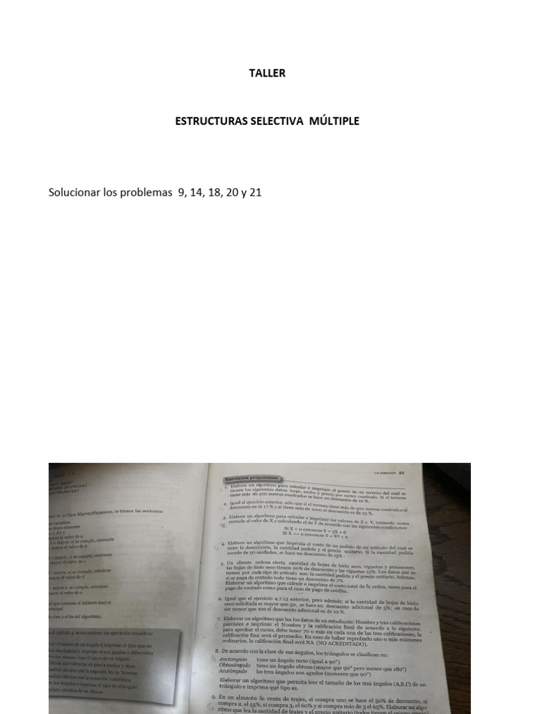 Taller: Problemas de Estructuras Selectivas | PDF