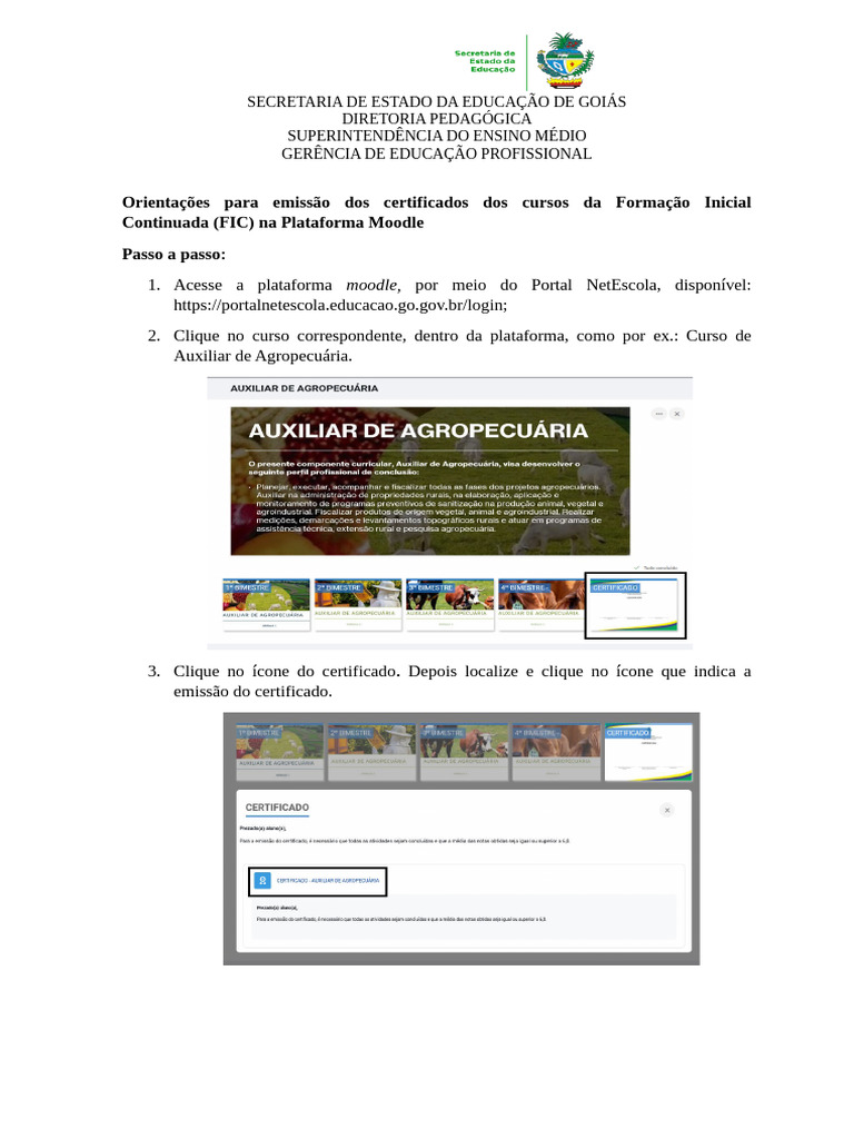 GEP - Tutorial - Como Emitir o Certificado Dos Cursos FIC Na Plataforma Moodle - 2024 | PDF