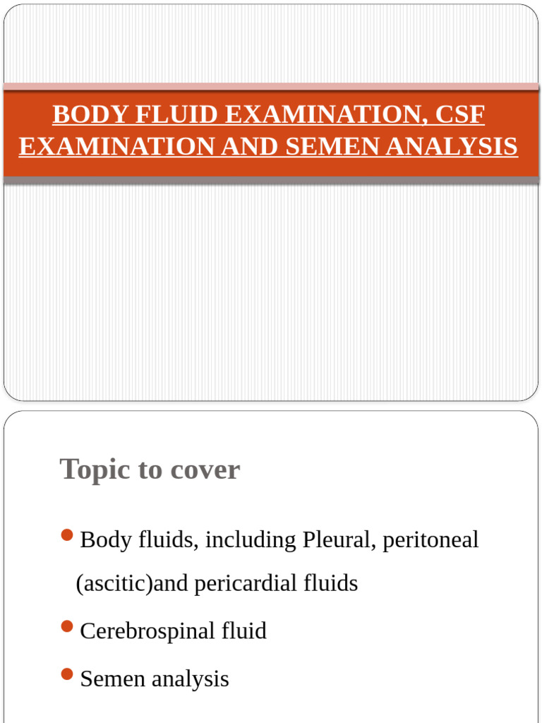 Body Fluid, CSF Practical | PDF | Meningitis | Cerebrospinal Fluid