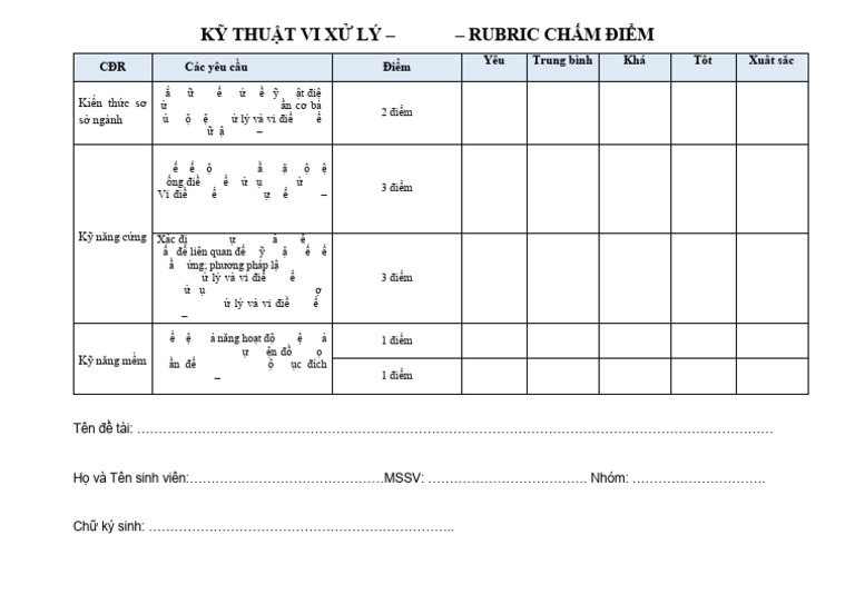 CT141 - Rubrics - KT Vi Xu Ly Phieu Cham Diem | PDF