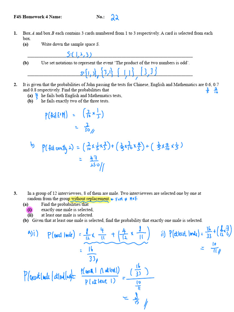 F4S Homework 4 Prob | PDF | Probability Theory | Probability