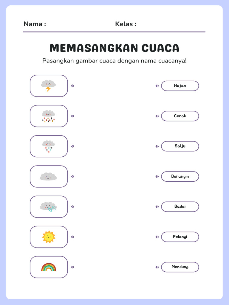 "Latihan Memasang Nama Cuaca" | PDF