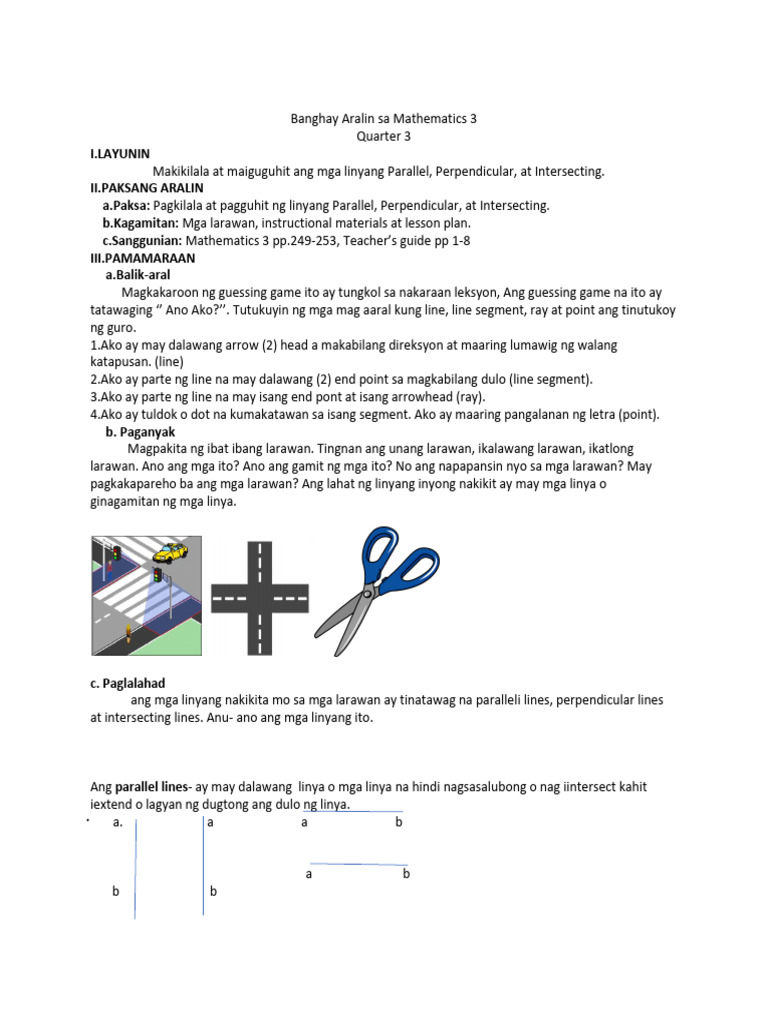 I.Layunin Ii - Paksang Aralin A.paksa: B.kagamitan: C.sanggunian: Iii - Pamamaraan A.balik-Aral ...