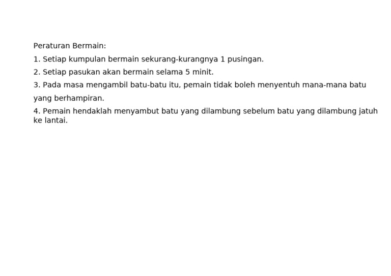 Peraturan Permainan Batu 5 Menit | PDF