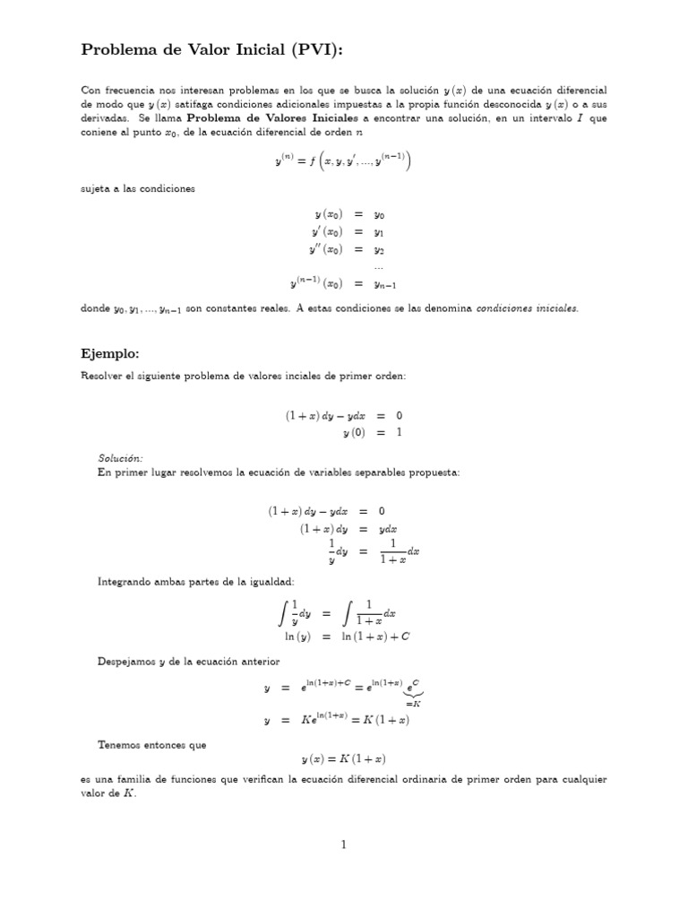 Edo Pvi Ejercicios | PDF | Ecuaciones | Ecuaciones diferenciales