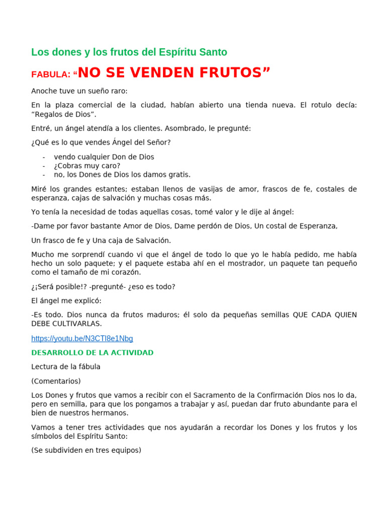 Dones, Frutos y Simbolos Del ES | PDF | espíritu Santo | Creencia ...