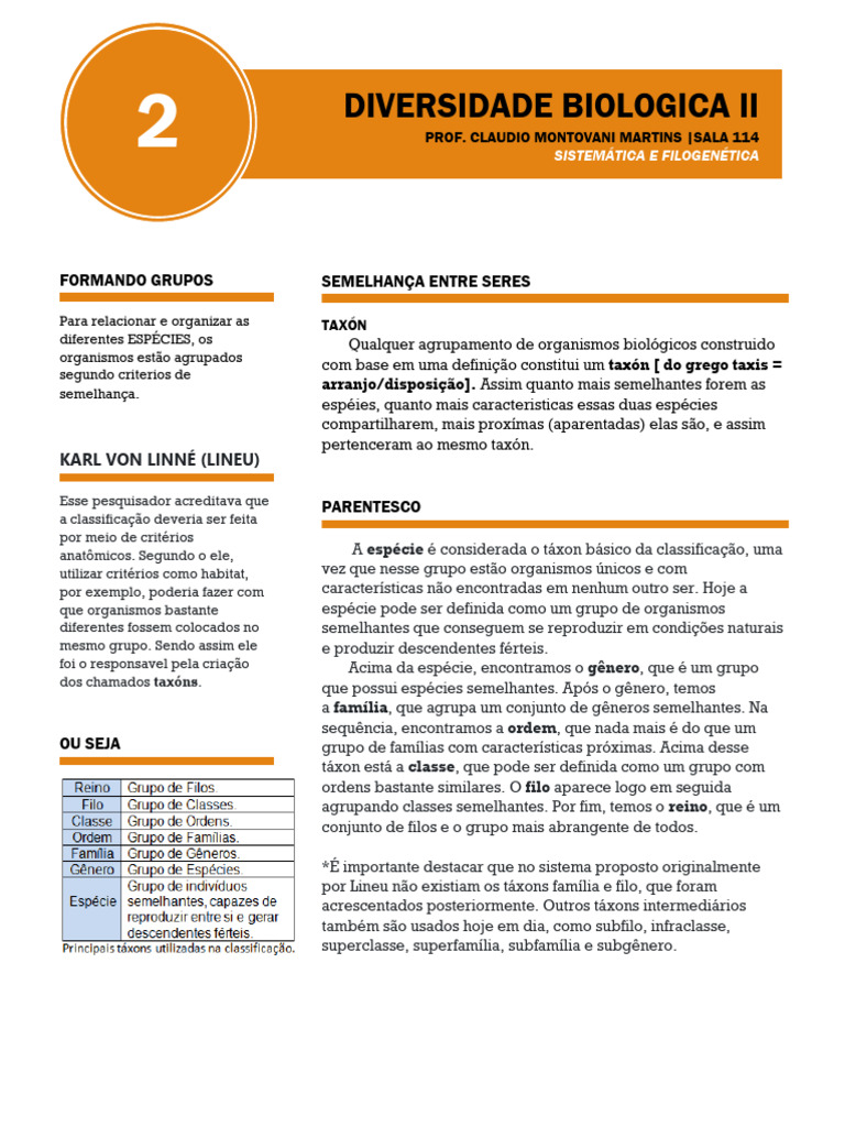 SISTEMÁTICA E FILOGENÉTICA | PDF | Espécies | Filogenética