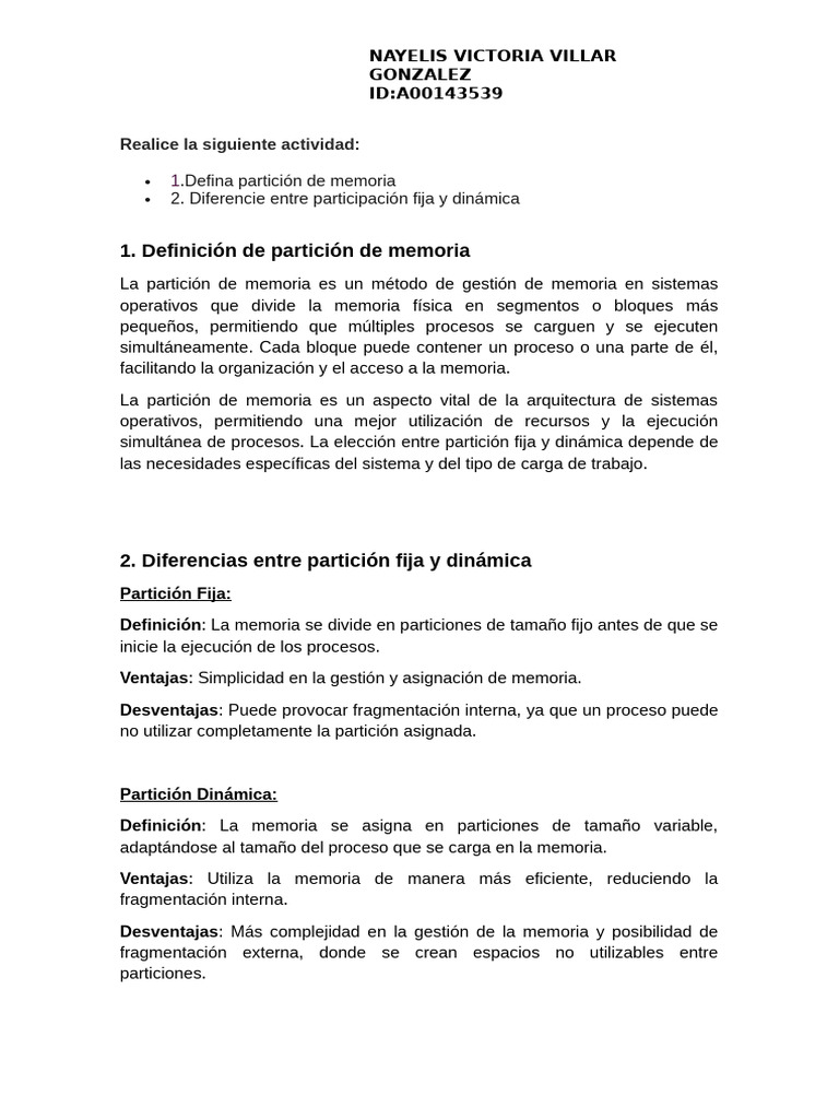 Villar Nayelis Particiones | PDF