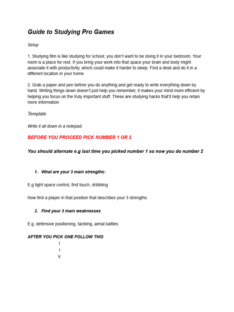 Guide To Studying Pro Games | PDF