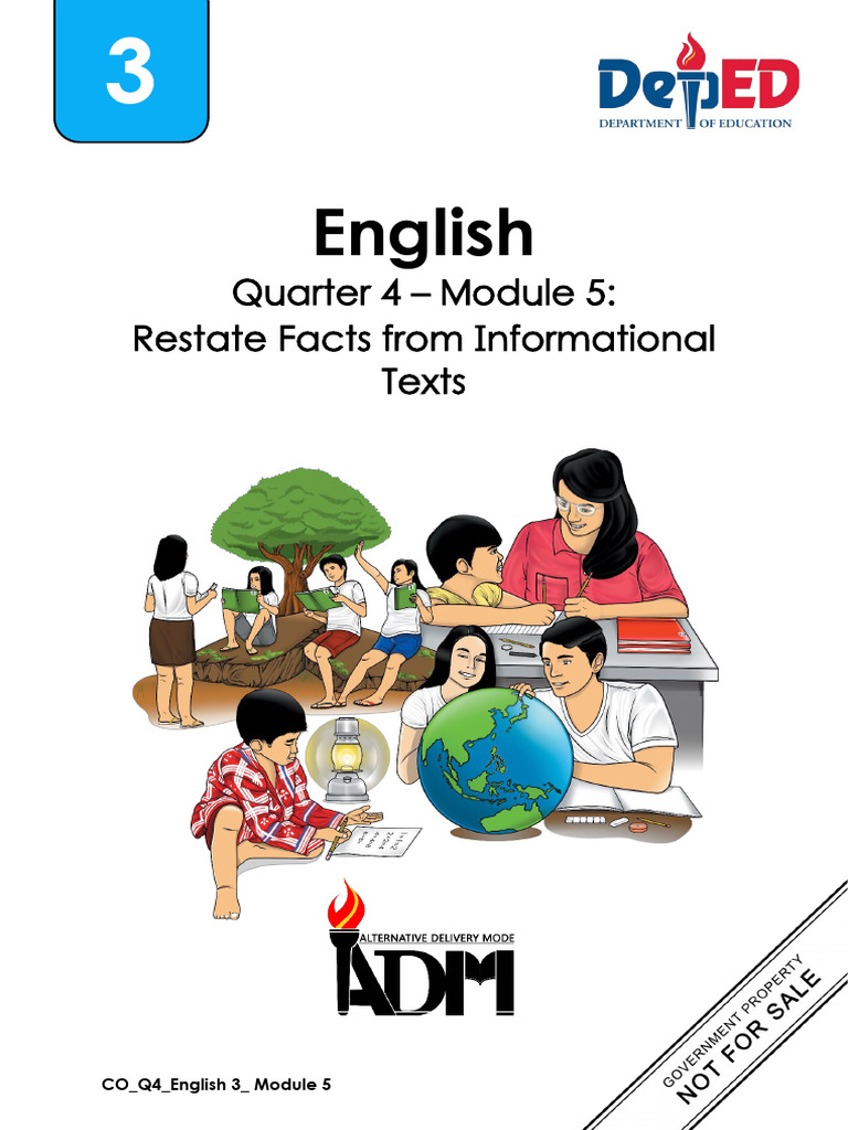Eng3 Q4 Mod5 RestateFactsFromInformationalText V1.0 | PDF | Learning | Philippines