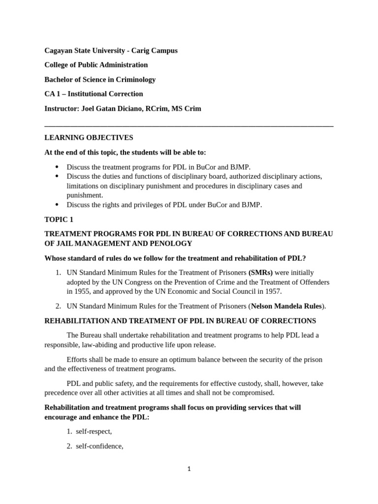 CA-1-Module-4 | PDF | Rehabilitation (Penology) | Prison