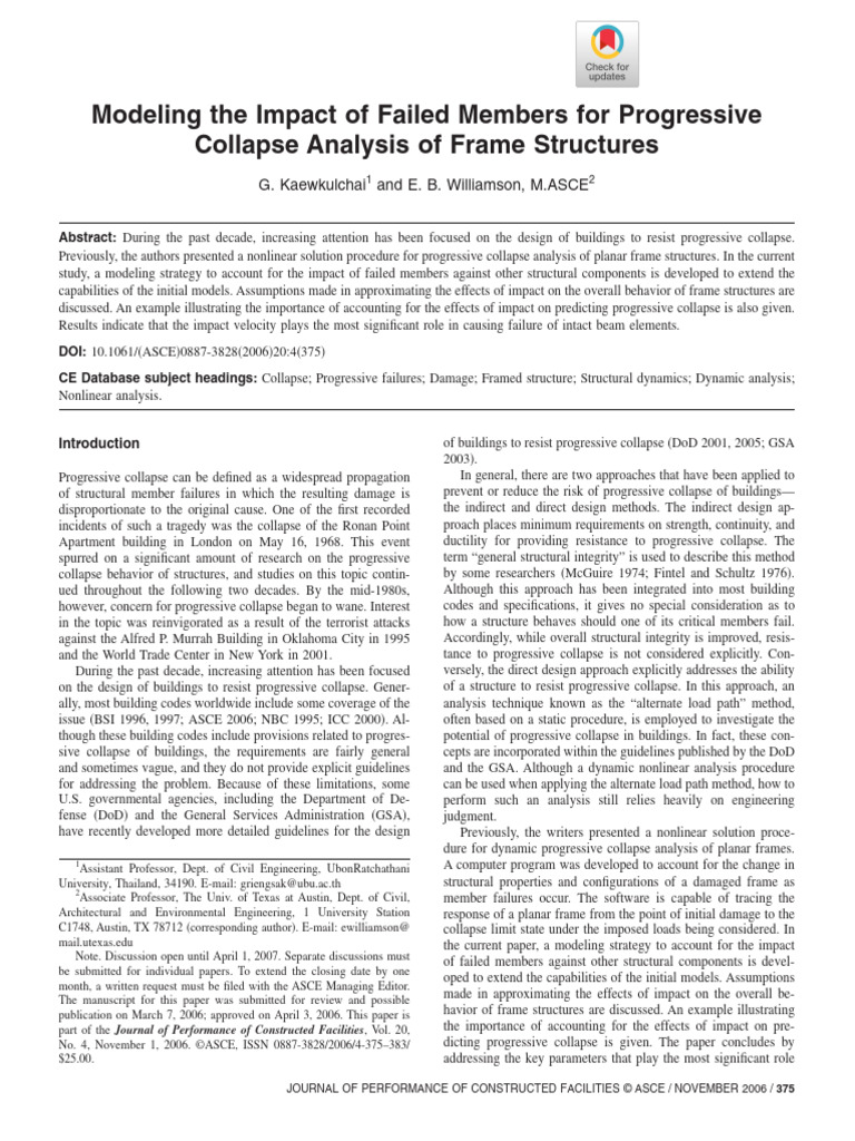 Paper - 2006 - Modeling Impact of Failed member | PDF | Force | Momentum