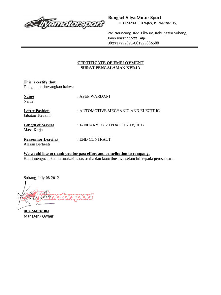 paklaring mang asep | PDF