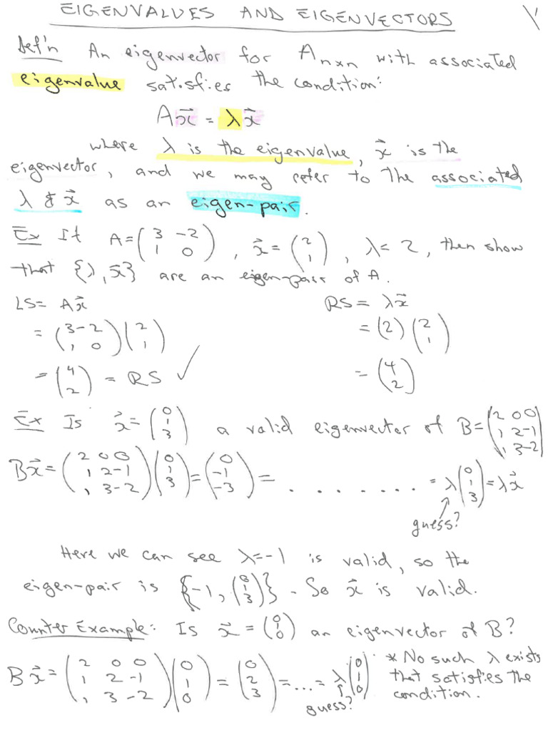 Notes on Eigenvalues, Eigenvectors, And Diagonalization | PDF