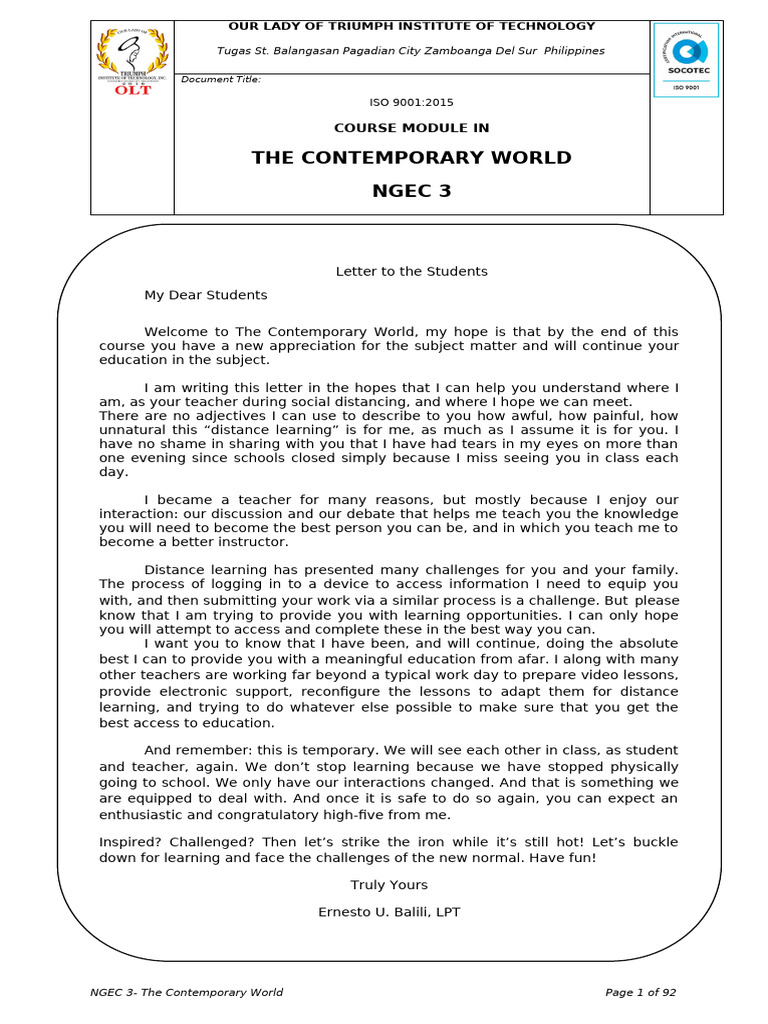 NGEC 3: Course Module Overview | PDF | Bretton Woods System ...