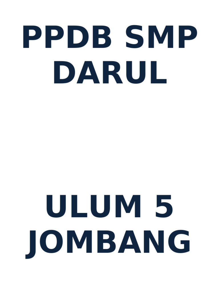 PPDB SMP Darul Ulum 5 Jombang | PDF