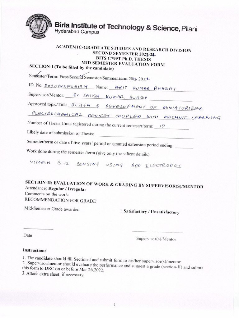 Mid Sem Evaluation Forms_amit Kumar Bhagat_2nd Sem 2023_2024 | PDF