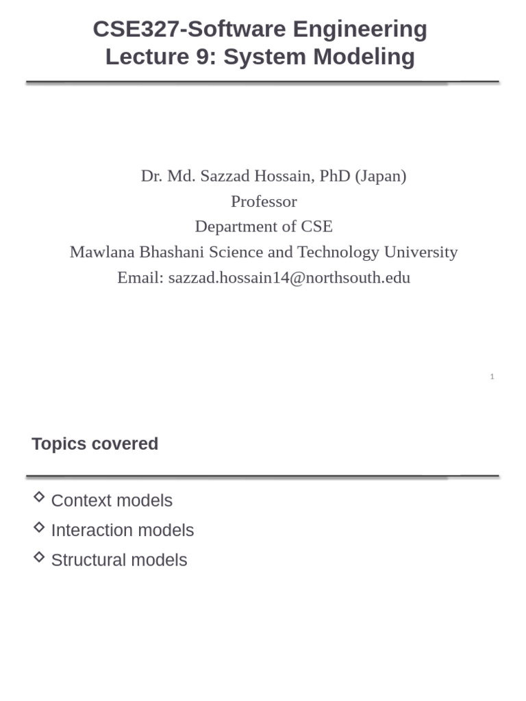 Lecture 09_System Modeling | PDF | Class (Computer Programming) | Use Case
