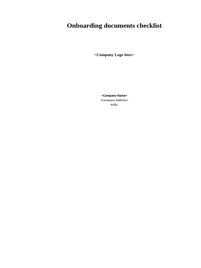 Onboarding Documents Checklist | PDF