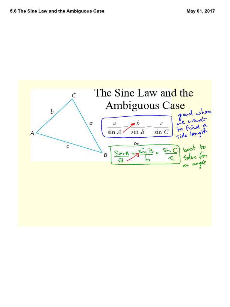 Solving the Ambiguous Case of Sine | PDF