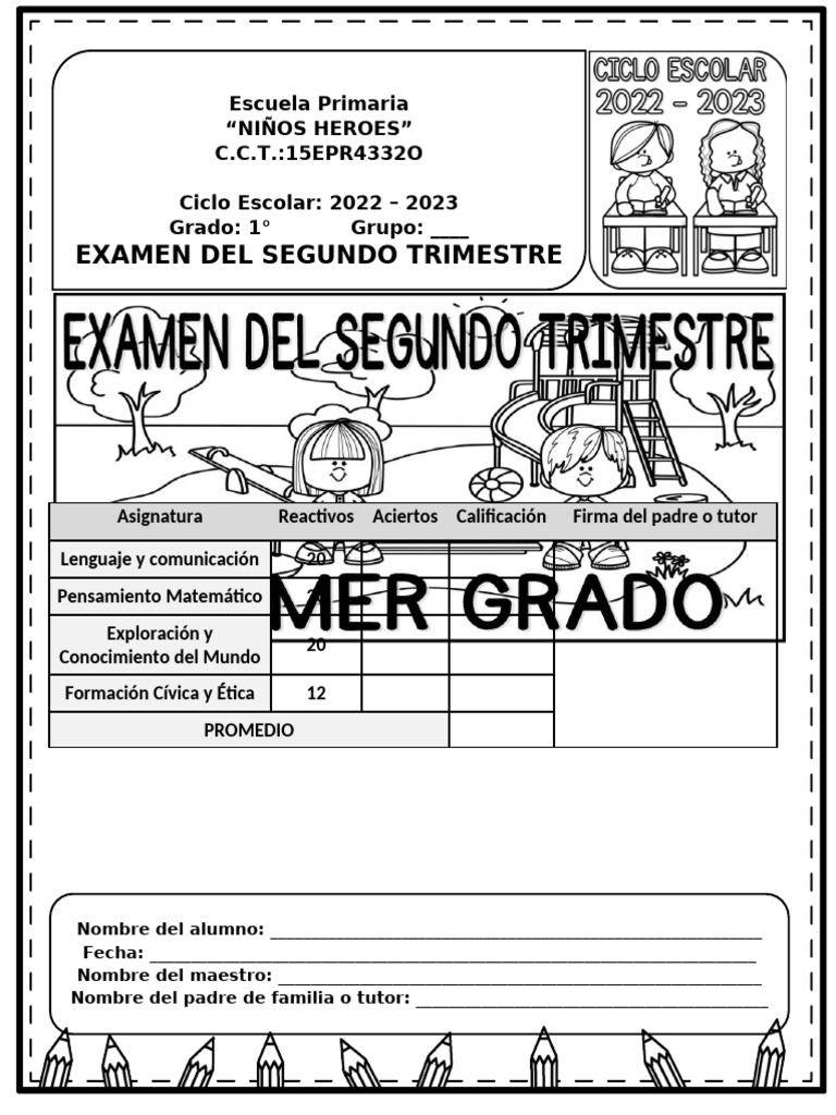Exa 2do Tri Primer Grado | PDF
