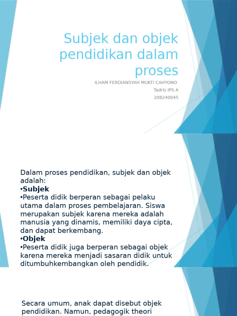 12.subjek Dan Objek Pendidikan Dalam Proses | PDF
