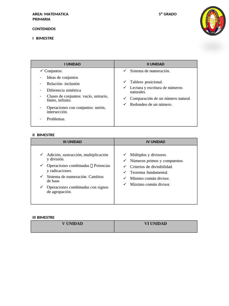 Syllabuss 5 Primaria Kassandra | PDF | Perú