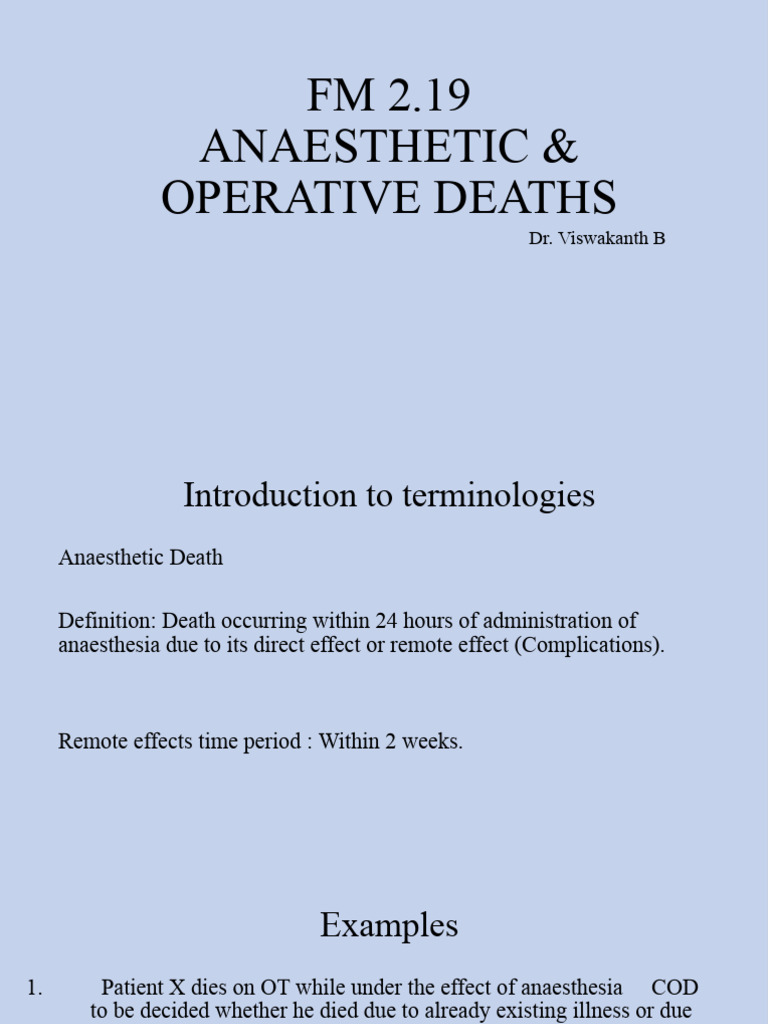 Anaesthetic and Operative Deaths Overview | PDF | Anesthesia | Surgery