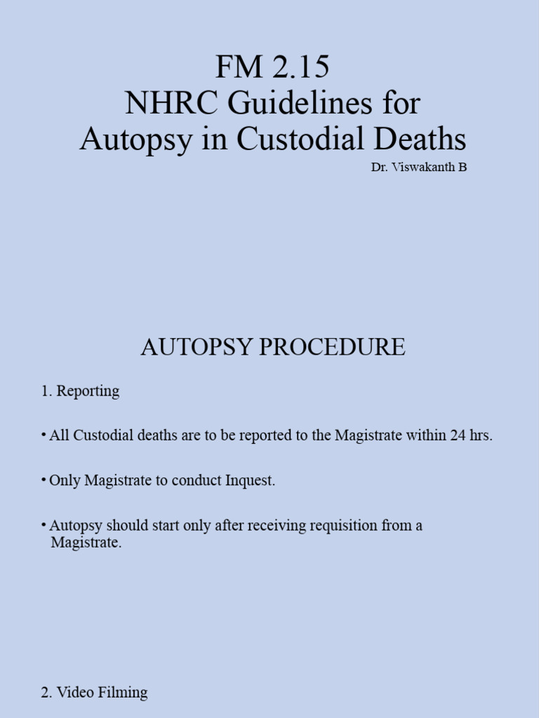 NHRC Autopsy Guidelines for Custodial Deaths | PDF