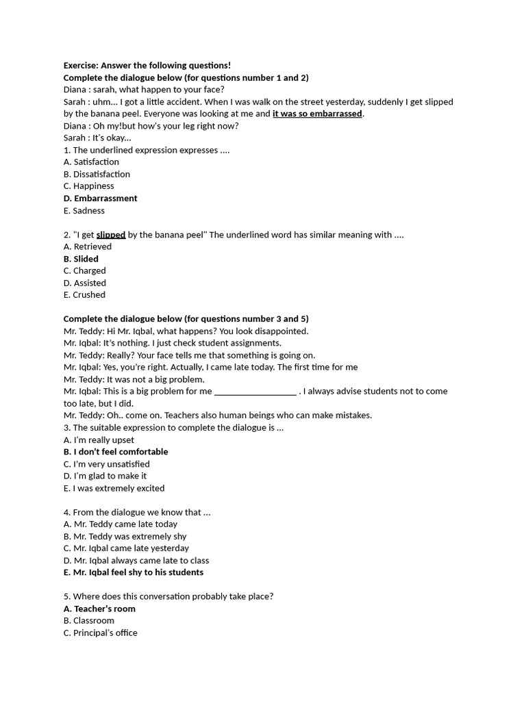 Soal Expressing Embarrassment Pdf
