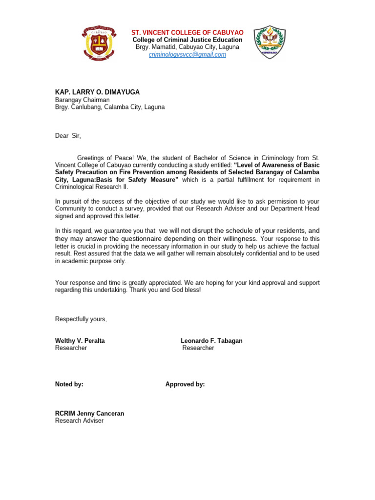 Survey Request Letter Canlubang | PDF