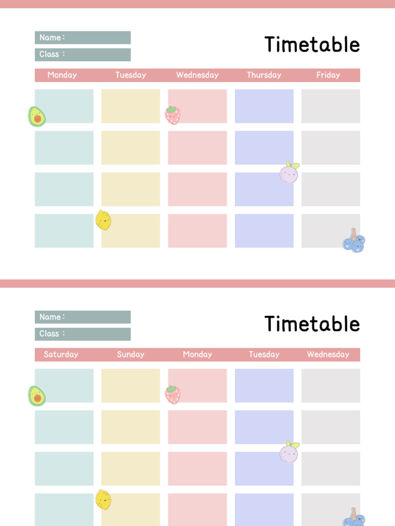 Red White Colorful Kool-Inspired Classroom Schedule | PDF